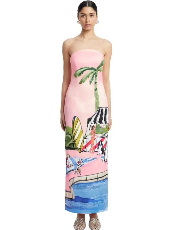 LEO LIN Ava Bustier Maxi Dress - Riviera Print