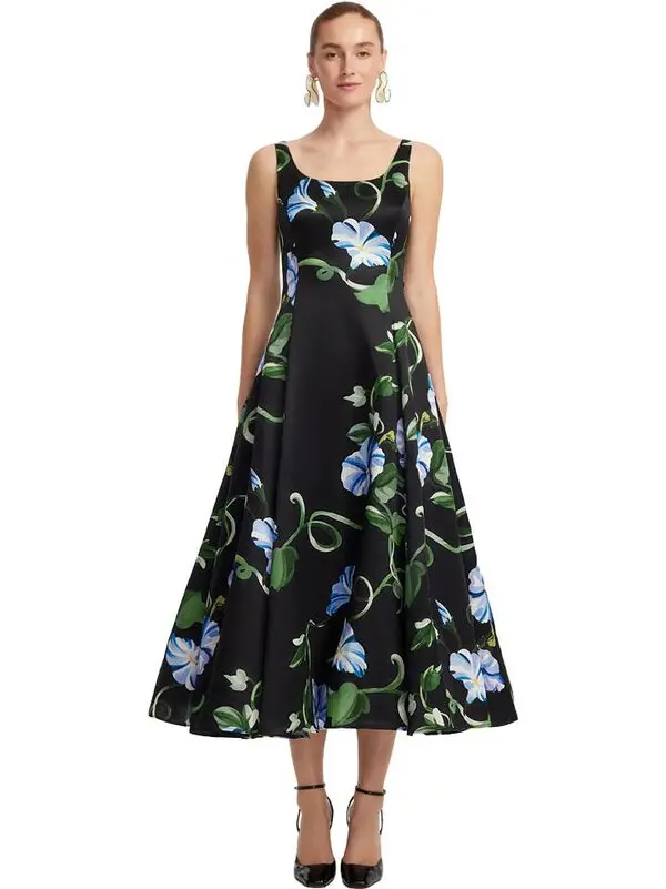 LEO LIN Serafina Appliqué Maxi Dress - Vine Print In Ebony