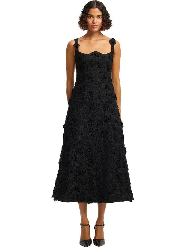 LEO LIN Odette Lace Midi Dress - Ebony