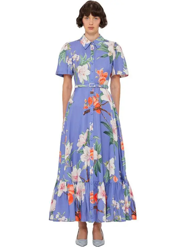 LEO LIN Becca Short Sleeve Midi Dress - Lavish Print In Moonlight