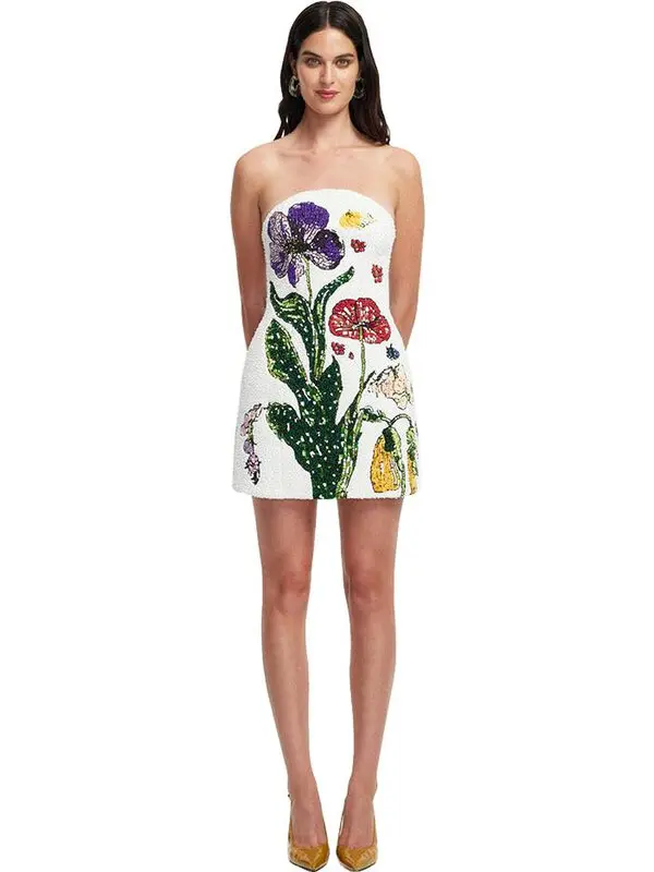 LEO LIN Zaria Beaded Bustier Mini Dress - Wildflowers