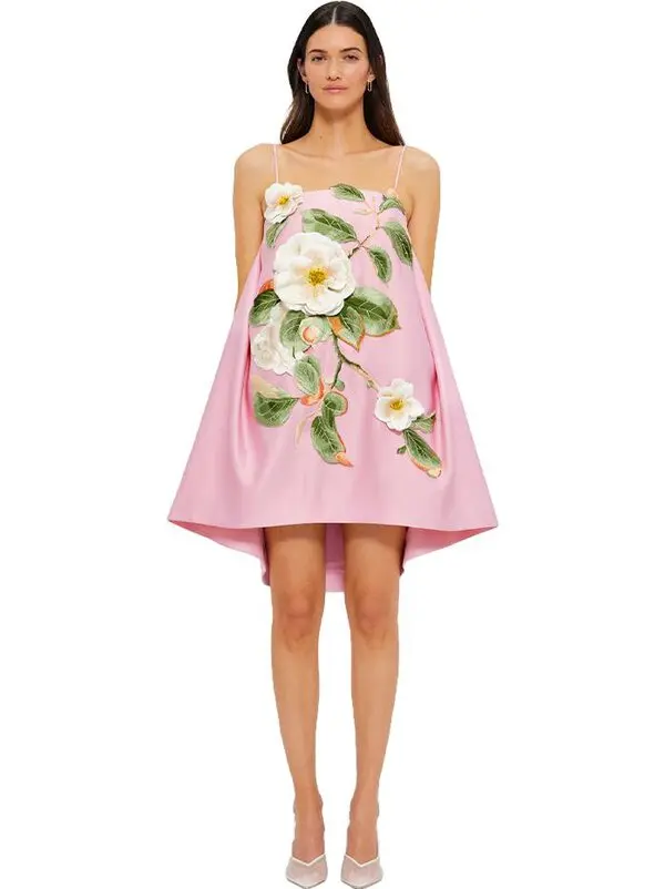 LEO LIN Felicia Appliqué Floral Mini Dress - Camelia Print