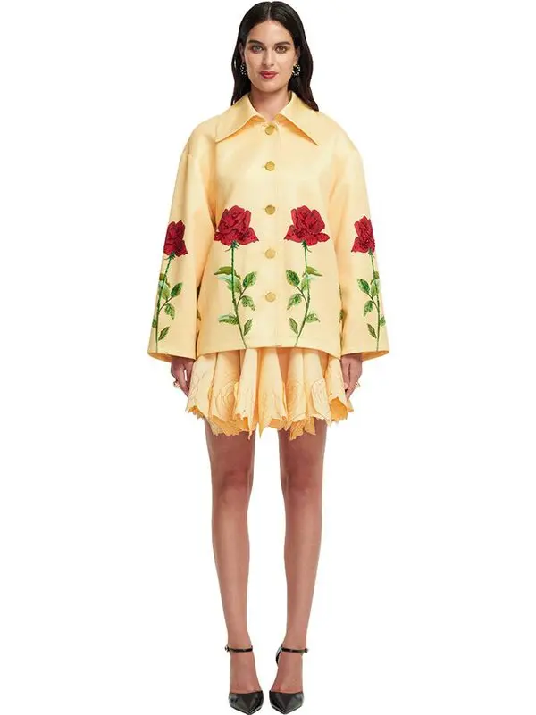 LEO LIN Leyna Embellished Rose Jacket - Butter
