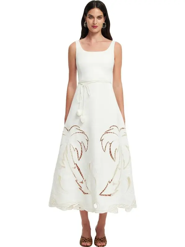 LEO LIN Serafina Palm Maxi Dress - Vanilla
