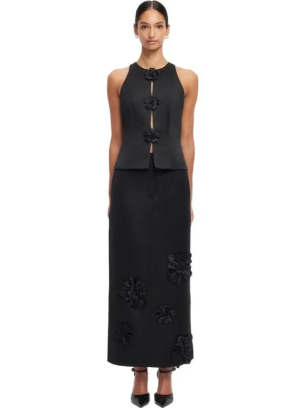 LEO LIN Olivia Petal Maxi Skirt - Ebony