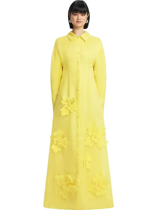 LEO LIN Jeanette Silk Appliqué Maxi Dress - Sunshine