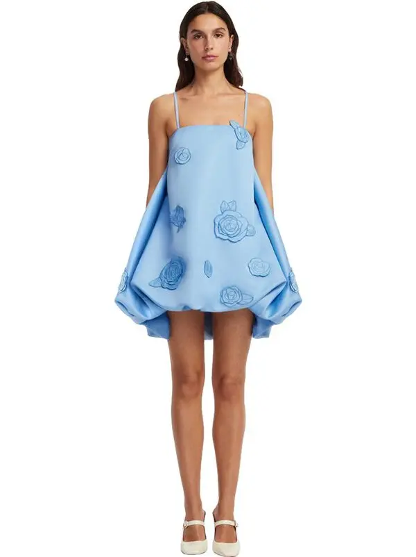 LEO LIN Patsy Appliqué Puff Mini Dress - Pastel Blue