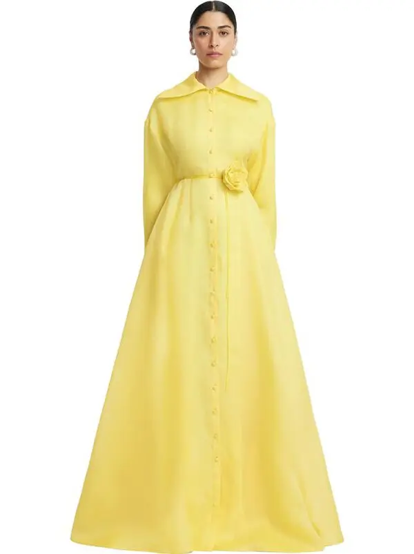 LEO LIN Josephine Silk Gown - Limoncello