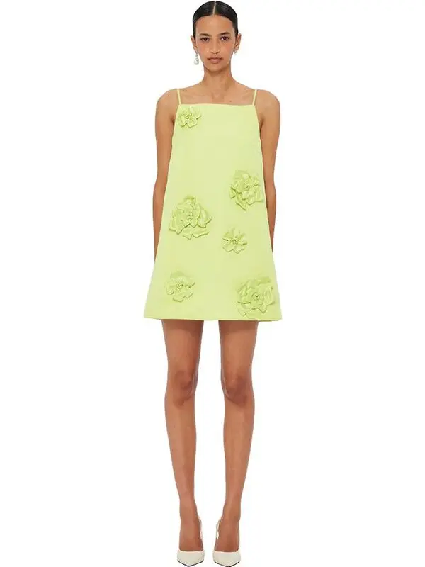 LEO LIN Leia Petal Mini Dress - Chartreuse