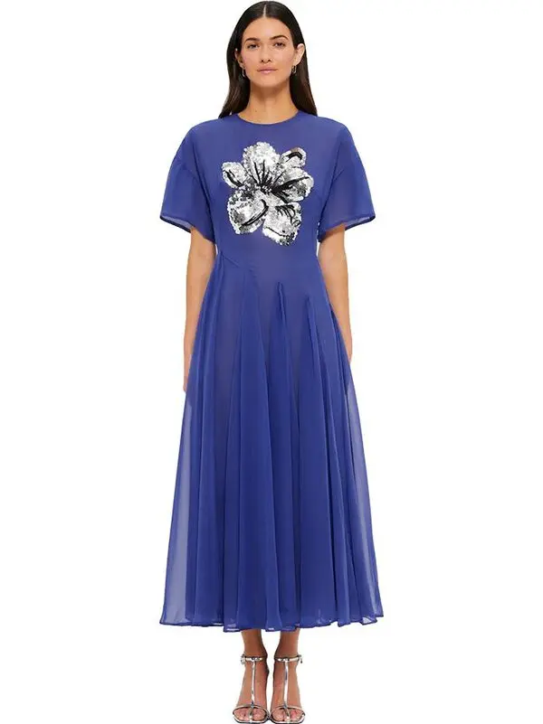 LEO LIN Desiree Embellished Midi Dress - Sapphire
