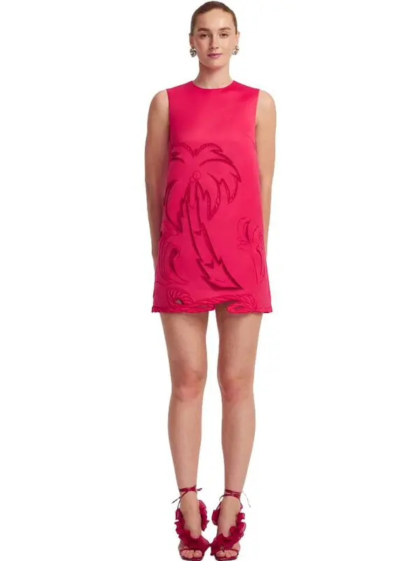 LEO LIN Yvonne Palm Mini Dress - Scarlet