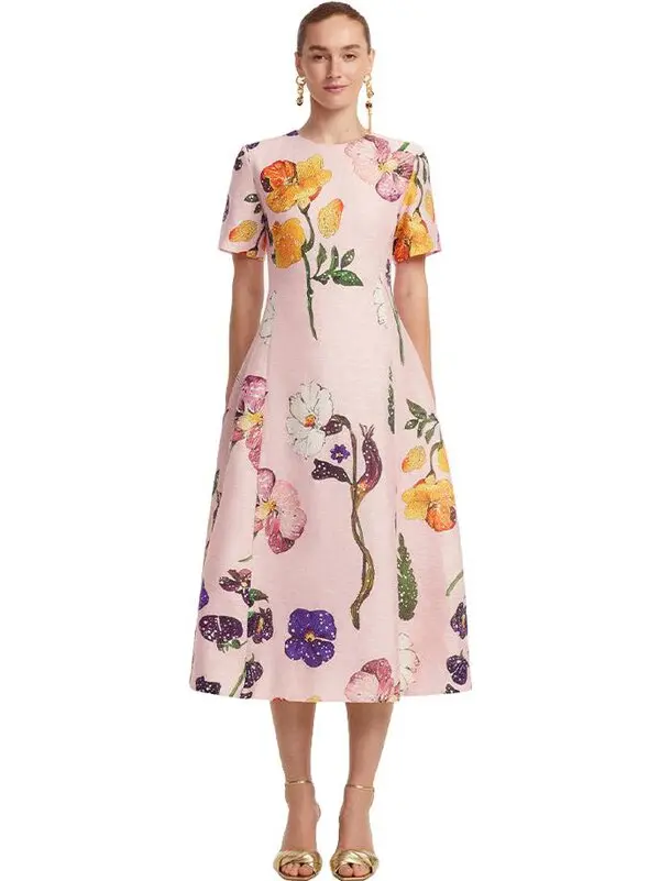 LEO LIN Caroline Short Sleeve Midi Dress - Wildbloom