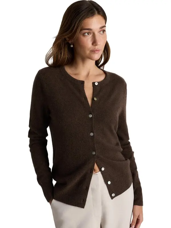 Quince Mongolian Cashmere Cardigan Sweater - Brown