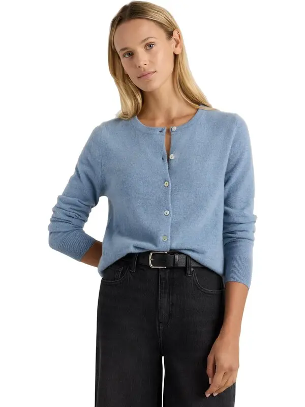 Quince Mongolian Cashmere Cardigan Sweater - Faded Denim