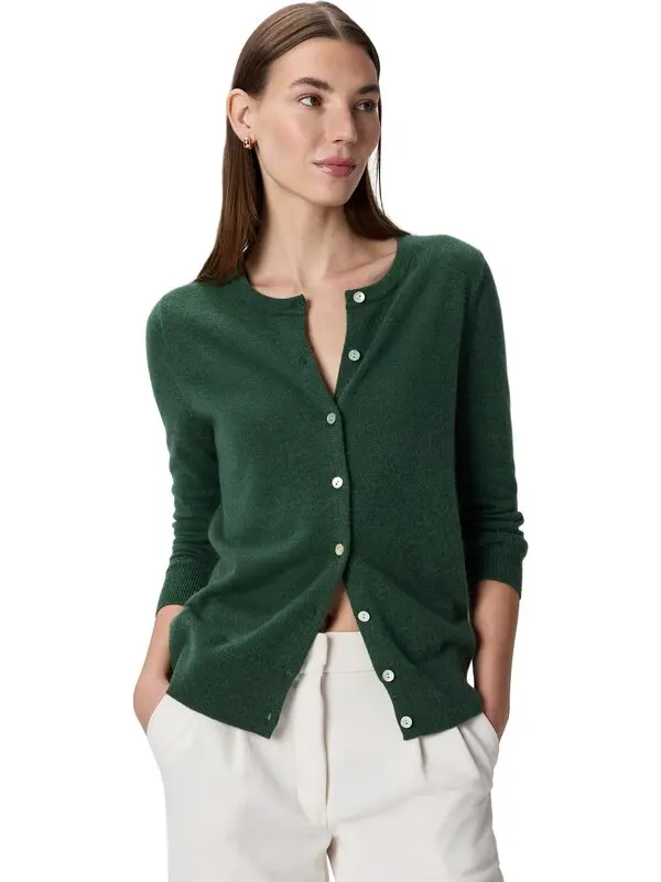 Quince Mongolian Cashmere Cardigan Sweater - Forest Floor Green
