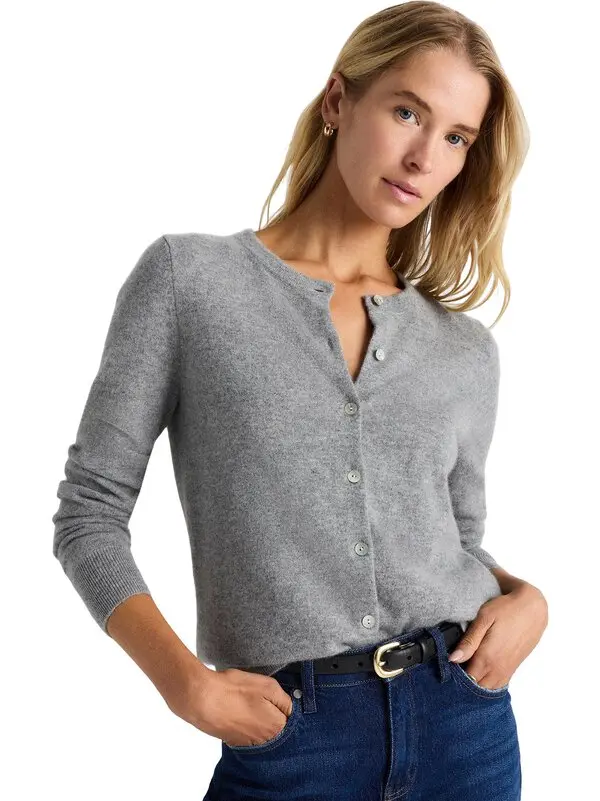 Quince Cashmere Cardigan Sweater - Heather Grey