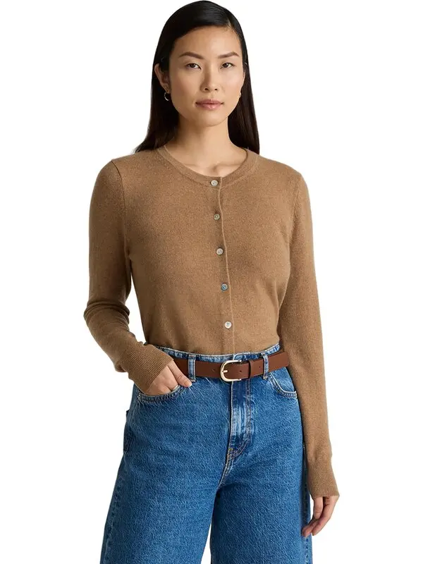 Quince Cashmere Cropped Cardigan - Teak