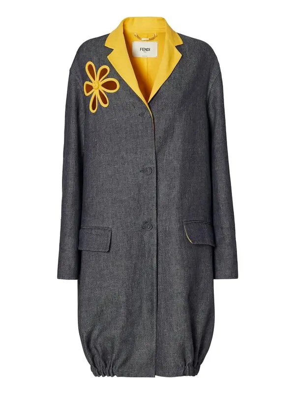 Fendi Tailored Midi Overcoat With Ajour Motif - Blue