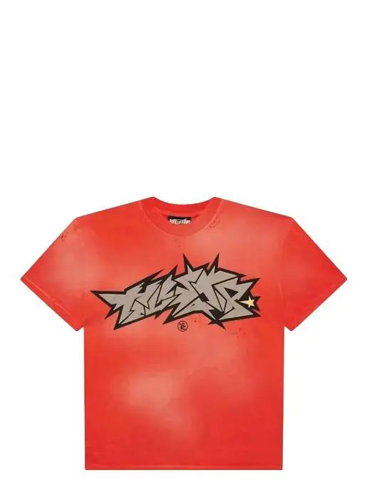 HELLSTAR Cracked Logo Print T-shirt - Red