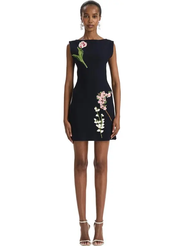 Oscar De La Renta Mixed Botanical Embroidered Dress - One-color