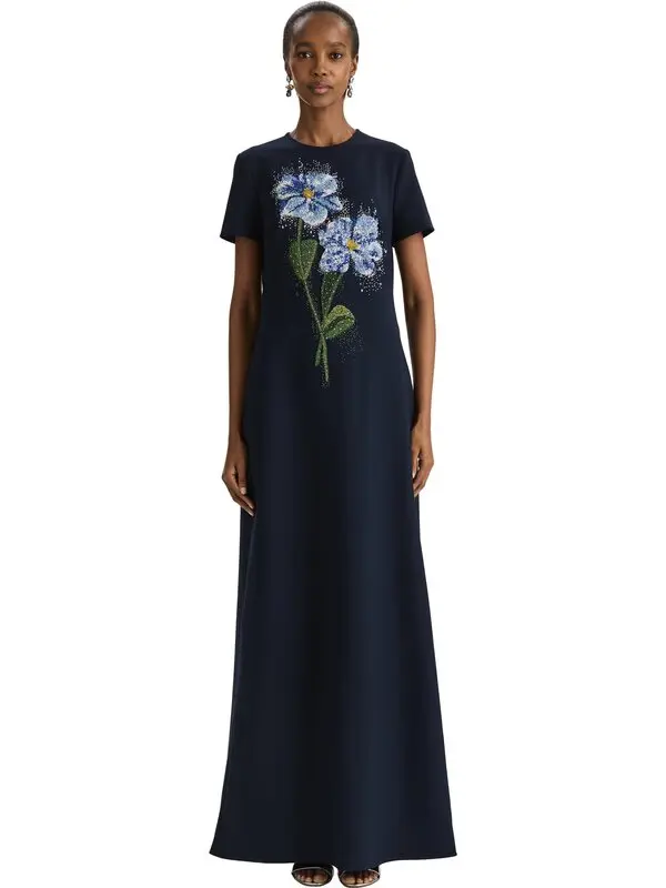 Oscar De La Renta Beaded Cosmos Embroidered Caftan - One-color