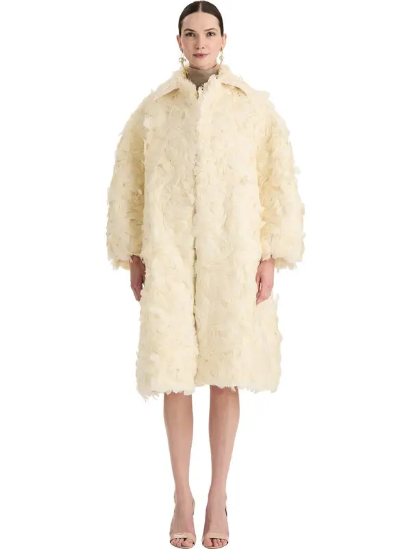 Oscar De La Renta Textured Feather Embroidered Coat - One-color