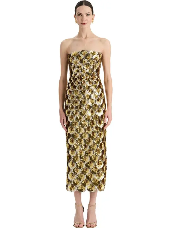 Oscar De La Renta Sequin Embroidered Cocktail Dress - One-color