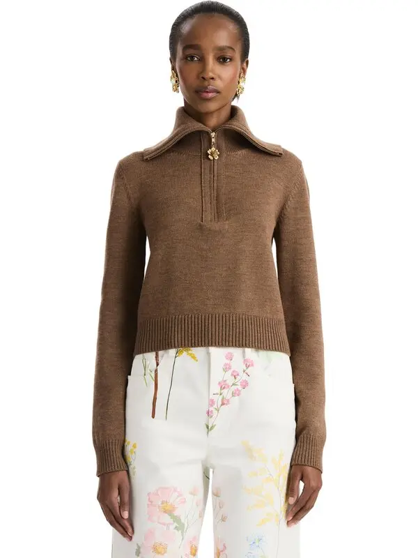 Oscar De La Renta Double Collar Double Zip Pullover - One-color