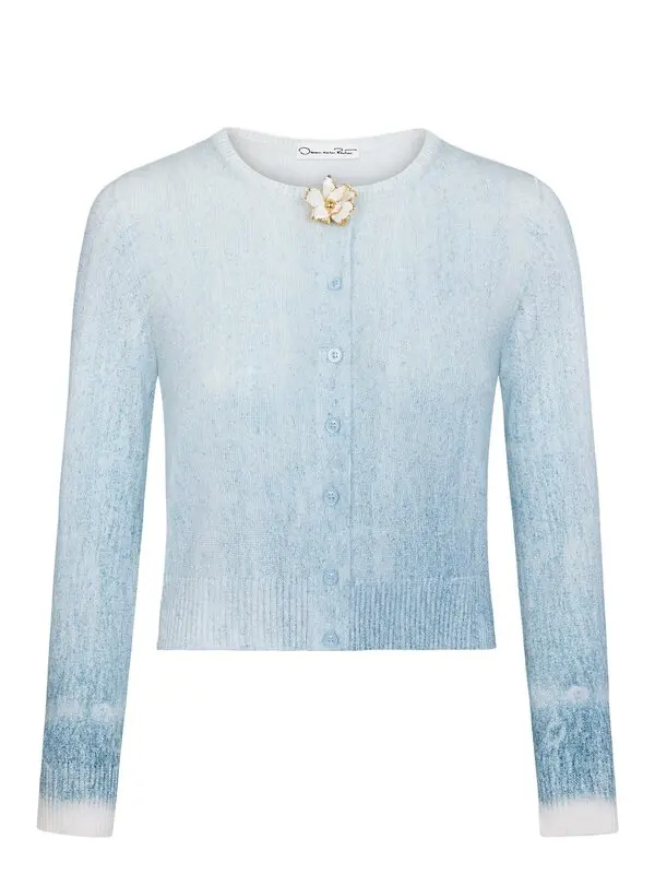 Oscar De La Renta Ombré Button-detailed Cardigan - Blue
