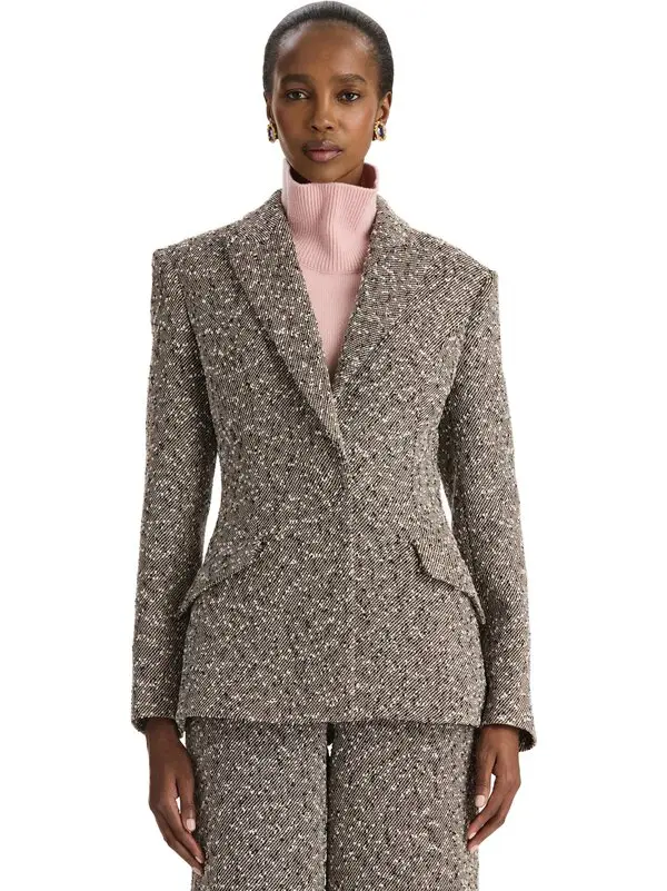 Oscar De La Renta Slub Wool Tweed Collared Jacket - One-color