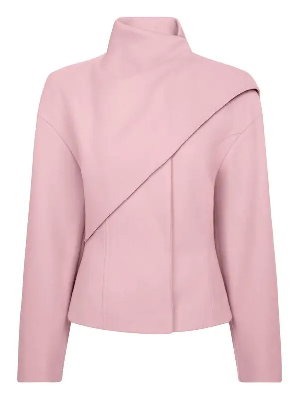Oscar De La Renta Drape-detailed Wool Coat - Blush