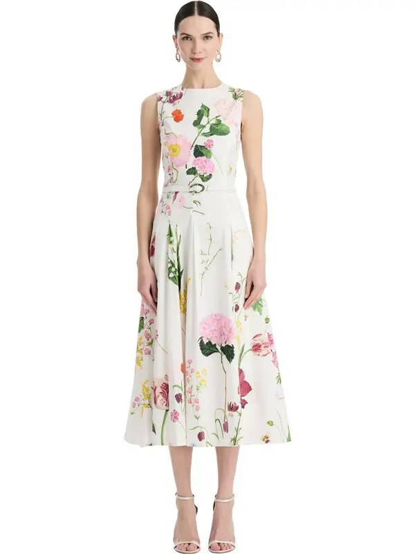 Oscar De La Renta Mixed Botanical Cotton Poplin Dress - One-color