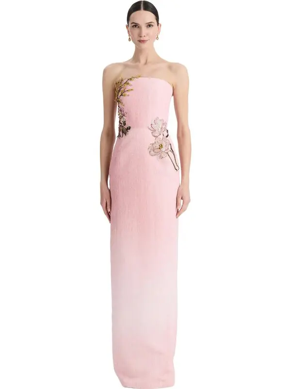 Oscar De La Renta Beaded Embroidered Column Gown - One-color