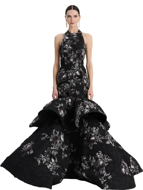 Oscar De La Renta Peony Tiered Mermaid Gown - One-color