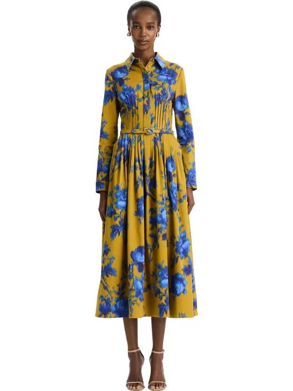 Oscar De La Renta Cotton Twill Long-sleeve Shirt Dress - One-color