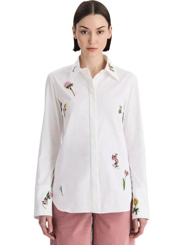 Oscar De La Renta Mini Mixed Botanical Cotton Twill Blouse - One-color