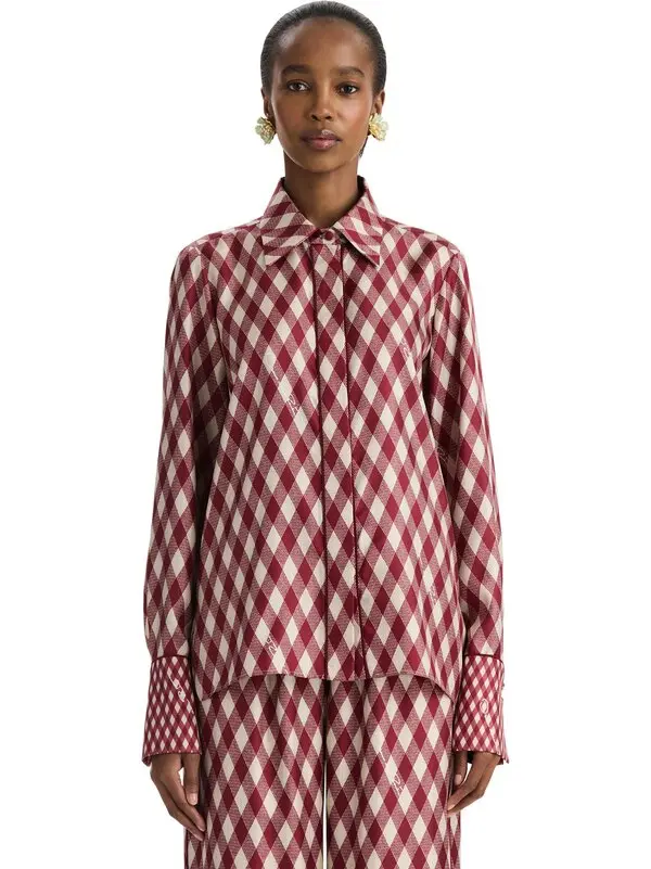Oscar De La Renta Argyle Silk Twill Blouse - One-color