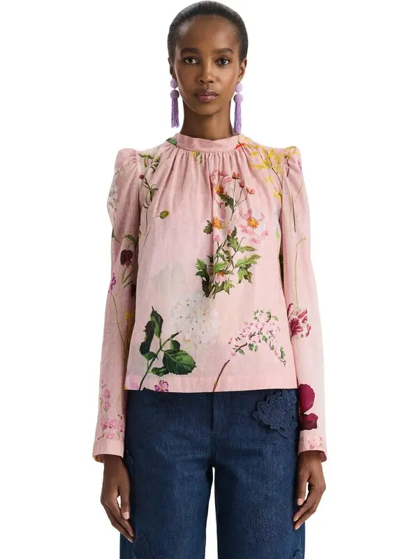 Oscar De La Renta Floral Blouse With Tie Detail - One-color