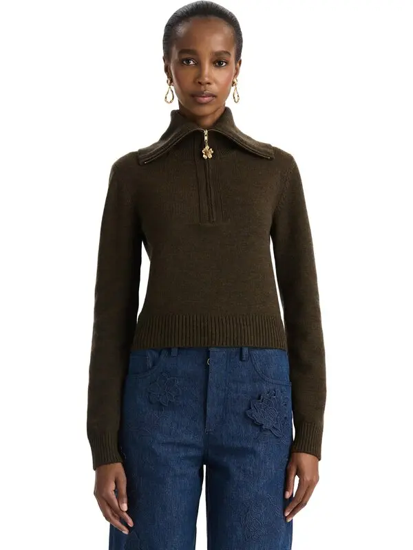 Oscar De La Renta Zip-front Wool Pullover - One-color