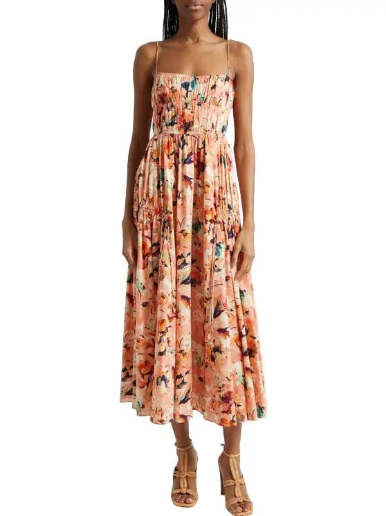 Ulla Johnson Vidri Floral Tiered Cotton Dress - Camellia