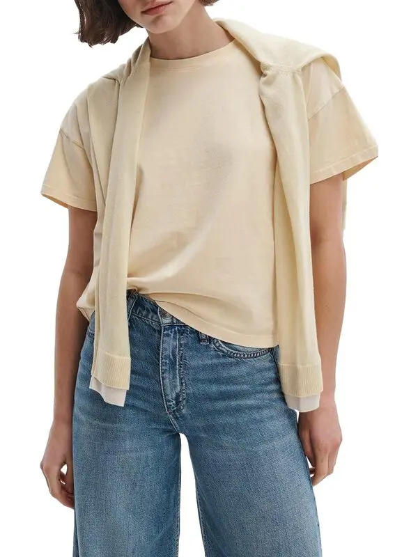Rag & Bone Kelly Washed Boxy Cotton T-shirt - Butter