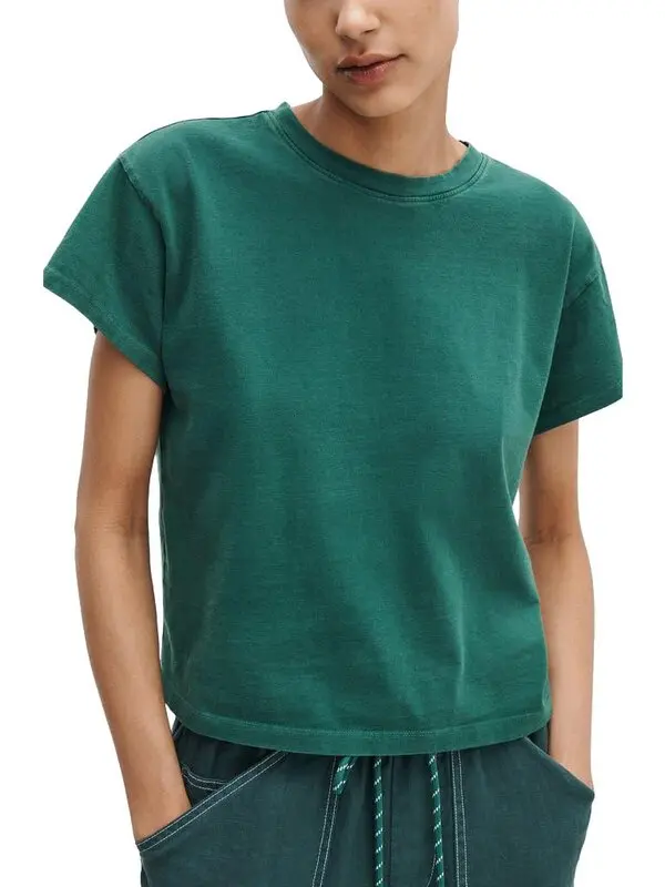 Rag & Bone Kelly Washed Boxy Cotton T-shirt - Forest