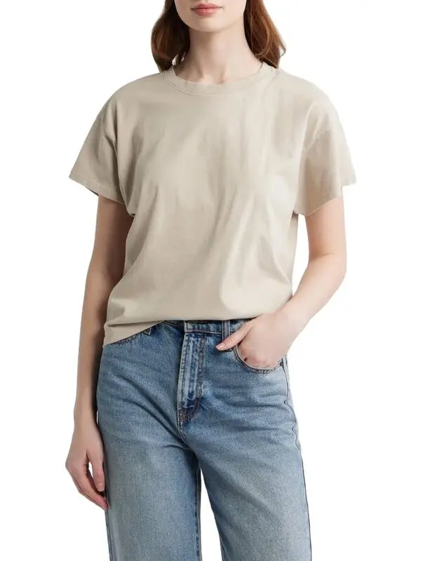 Rag & Bone Kelly Washed Boxy Cotton T-shirt - Soft Beige