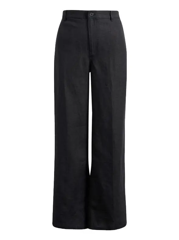 Madewell Zoe Relaxed Straight Leg Linen Pants - Jet Black
