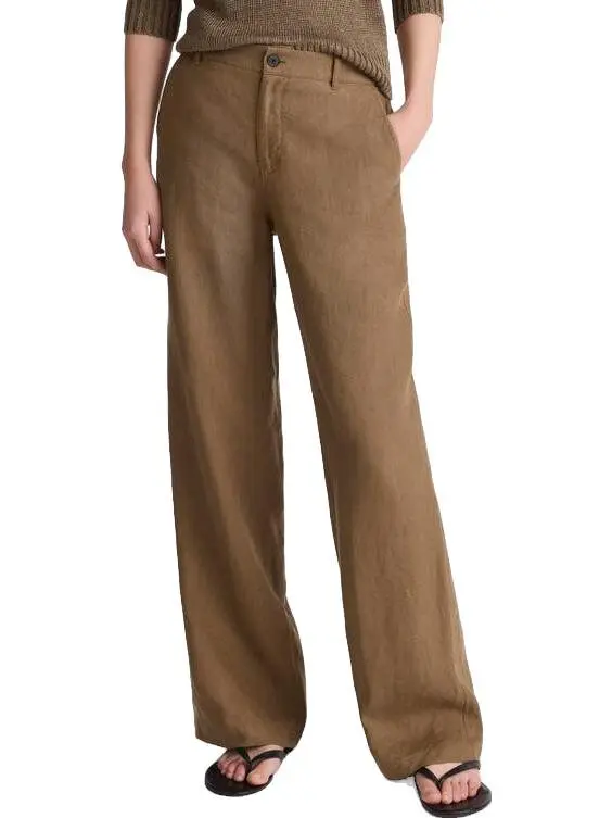 Madewell Zoe Relaxed Straight Leg Linen Pants - Safari Khaki