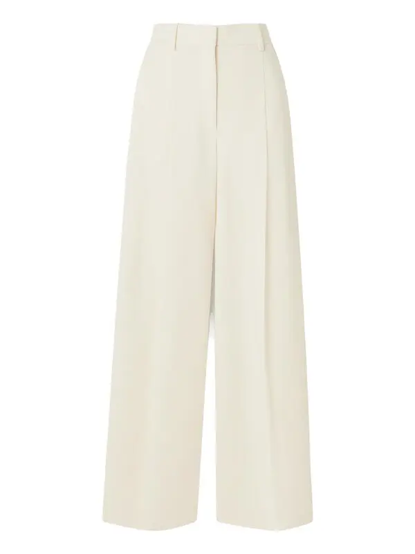 Theory Pleated Crepe Wide-leg Pants - Off-white