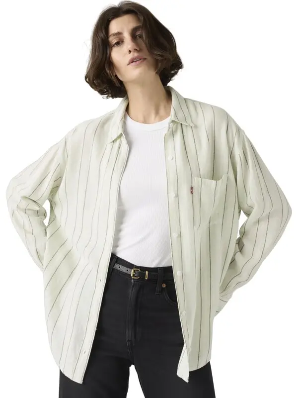 LEVI'S Harlie Linen Boyfriend Shirt - Polly Stripe Pale