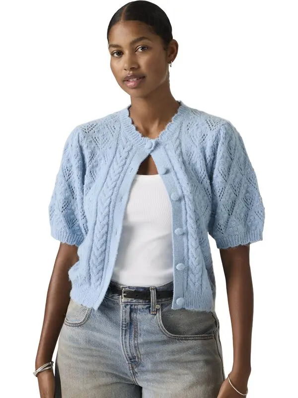 LEVI'S Pointelle Short-sleeve Cardigan - Glacier Lake