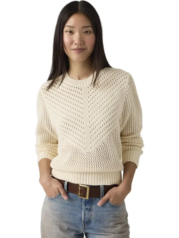 LEVI'S Gaelle Long-sleeve Crochet Pullover Sweater - Pristine