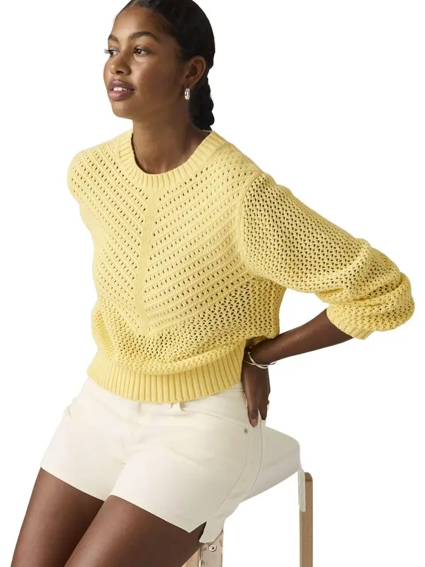 LEVI'S Gaelle Long-sleeve Crochet Pullover Sweater - French Vanilla